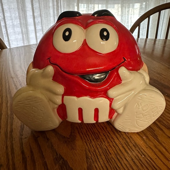 M&M'S | Other | Mms Red Ceramic Candy Jar With Lid By Galerie | Poshmark